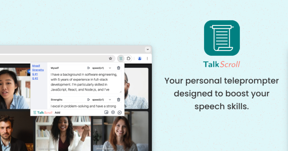 TalkScroll - Free Chrome Teleprompter for Remote Meetings
